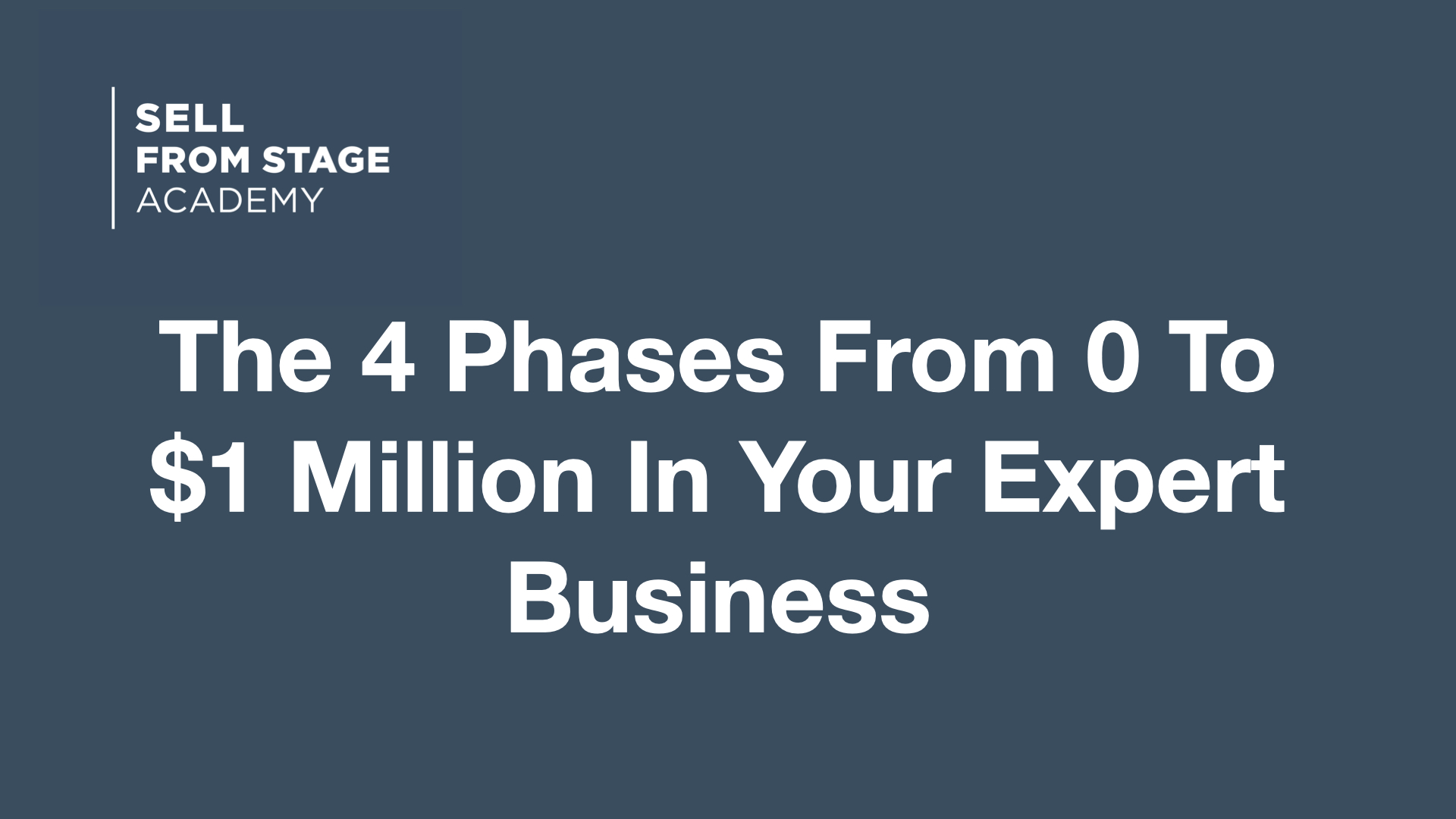 The 4 Phases From 0 To $1 Million In Your Expert Business - Colin Boyd